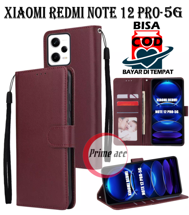 FLIP CASE KULIT LIPAT XIAOMI REDMI NOTE 12 PRO-5G - LEATHER CASE FLIP UNTUK XIAOMI REDMI NOTE 12 ...