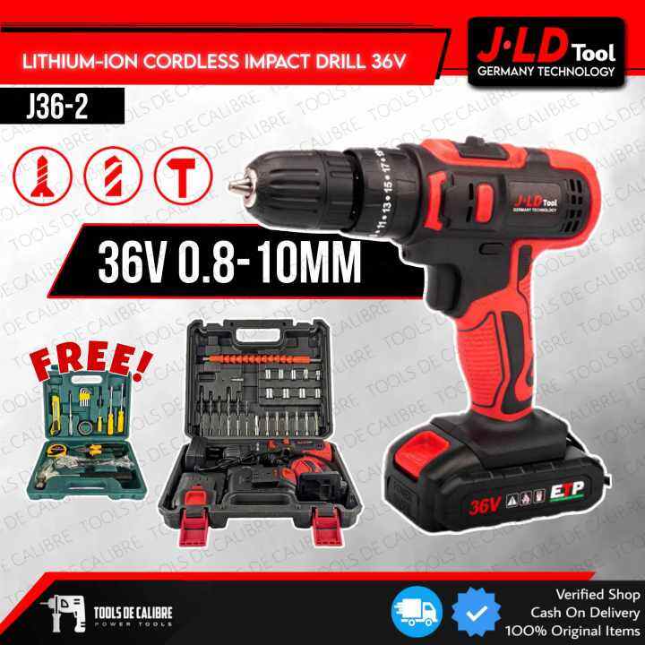 JLD Tools Lithium-Ion Cordless Drill 36V J36-2 with FREE TOOLSET | Lazada PH