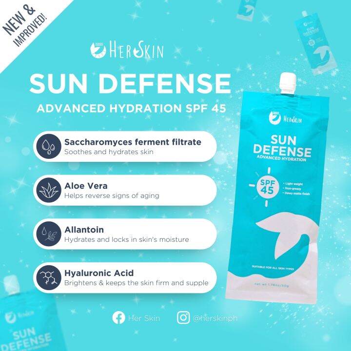 Sun Defense Advanced Hydration SPF45 50g SACHET HERSKIN | Lazada PH