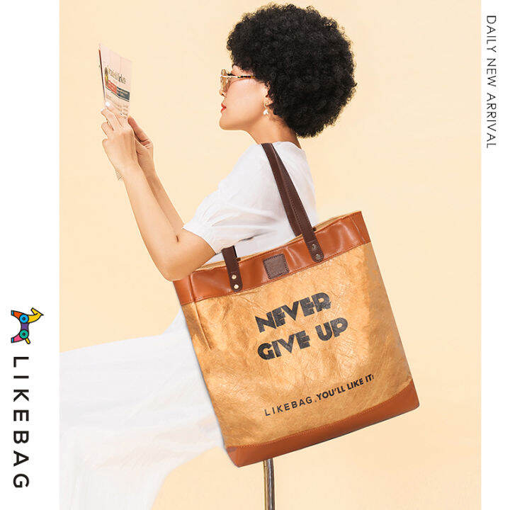 LIKEBAG Original Tote Bag High Capacity Letter Print Environmentally ...
