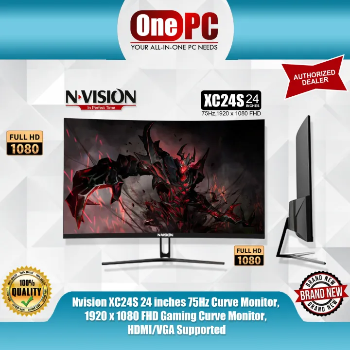 Nvision XC24S 24 inches 75Hz Curve Monitor, 1920 x 1080 FHD Gaming ...