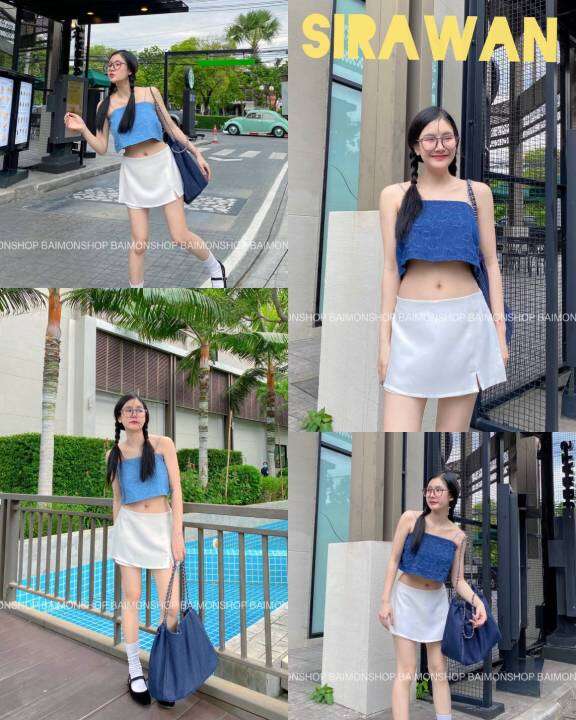 Sirawan ครอปผญ ครอปสายเดี่ยวผญ ผ้ายีนส์ ลายดอกไม้ น่ารักเซ็กซี่ งานสวยมากกก ครอปแฟชั่น แฟชั่นผญ ...