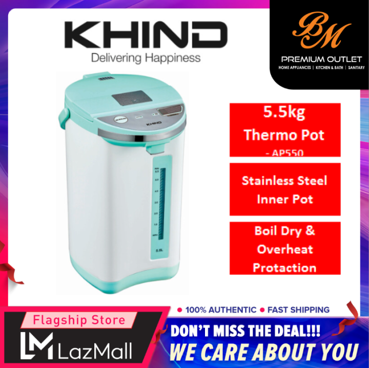 KHIND [ AP550 ] 5.5L Thermopot | SUS304 Stainless Steel Inner Pot ...