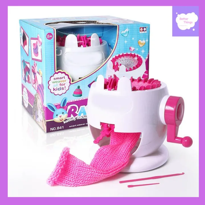 Knitting Machine Toy Set Smart Weaver for All Kids (White/Pink) [BB-900 ...