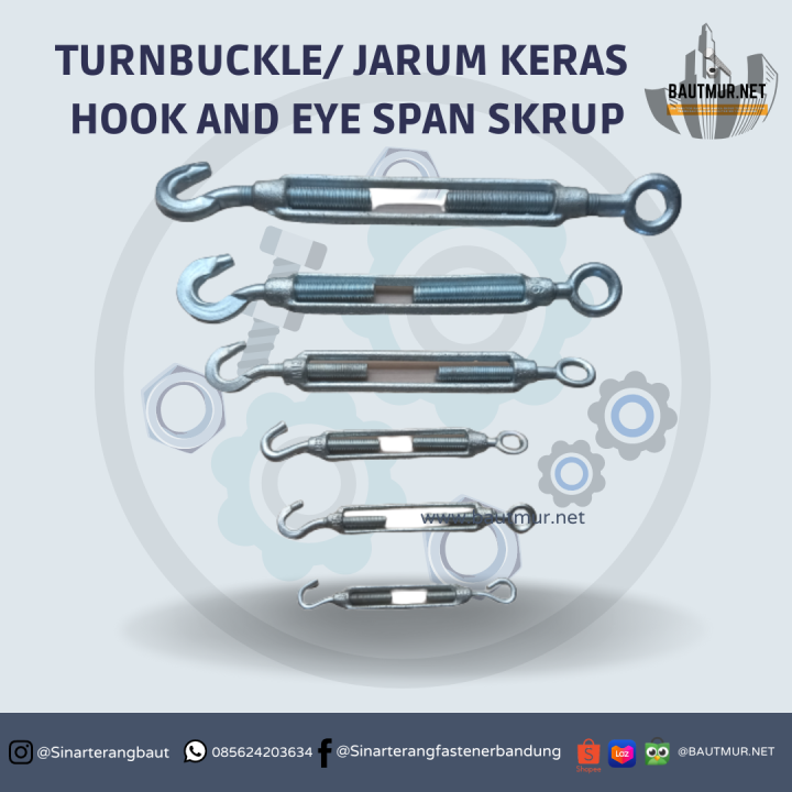 Span Skrup 5/16 - Turnbuckle / Jarum Keras M 8 Galv Hook & Eye | BISA COD | Lazada Indonesia