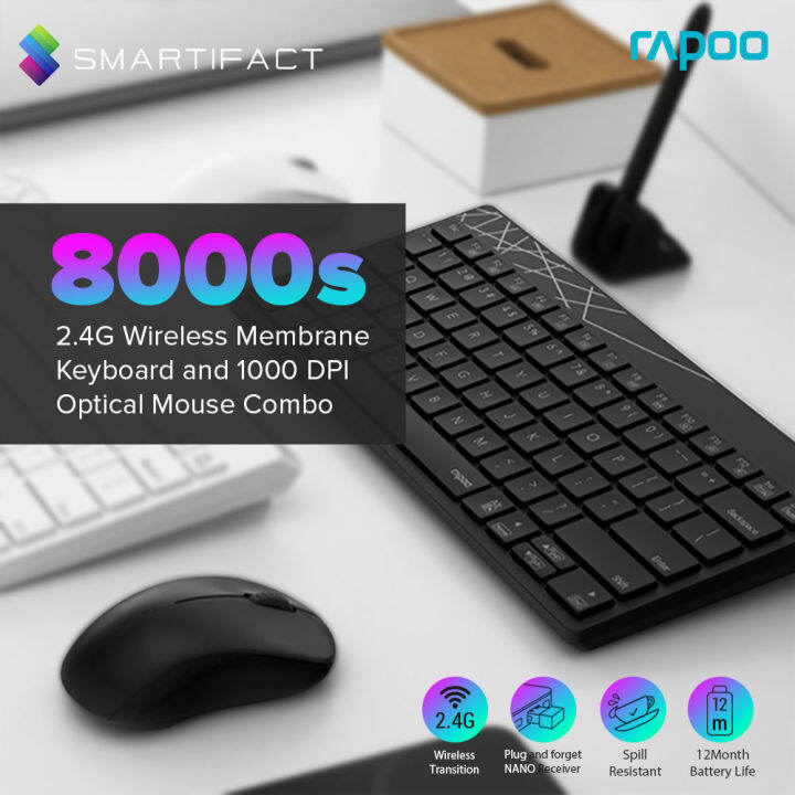 Rapoo 8000s Wireless Bluetooth Keyboard & Mouse Set 2.4G Wireless ... Rapoo 8000s Wireless Bluetooth Keyboard & Mouse Set 2.4G Wireless ...