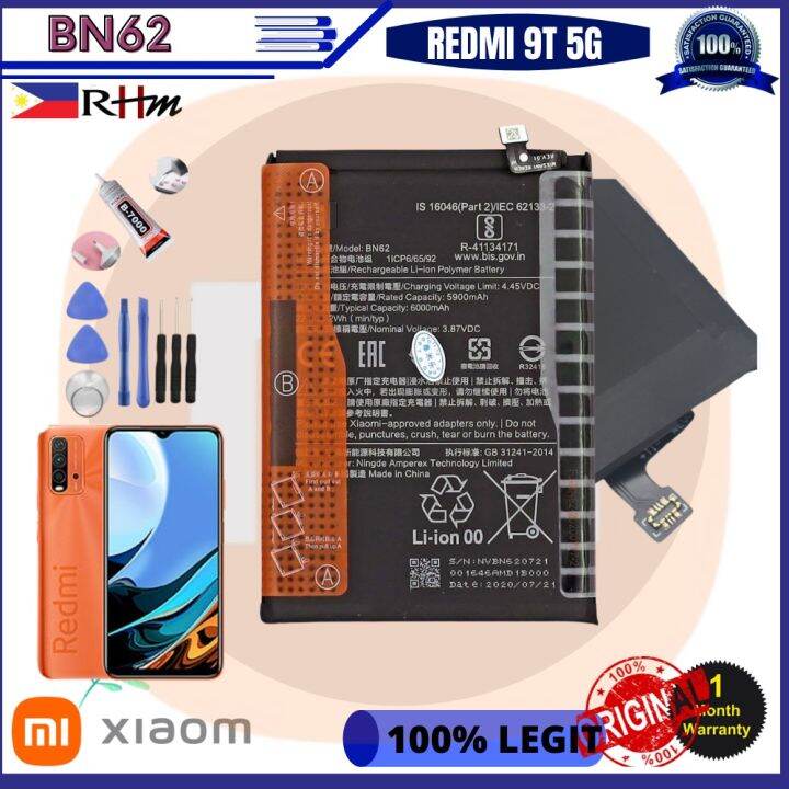 Xiaomi REDMI 9T 5G, Poco M3 Battery, Model: BN62 Original Lithium-ion ...