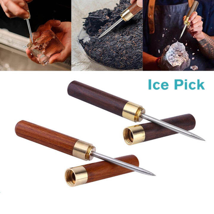Stainless Steel Ice Pick with Wooden Handle and Safety Cover for ...