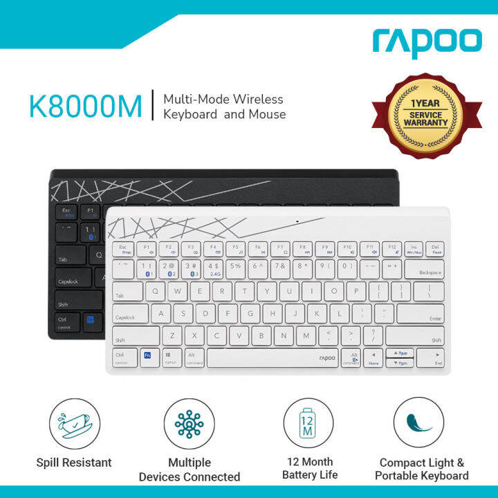 Rapoo K8000M Multi-mode Wireless Keyboard Multi Device(Bluetooth 3.0/5. ...