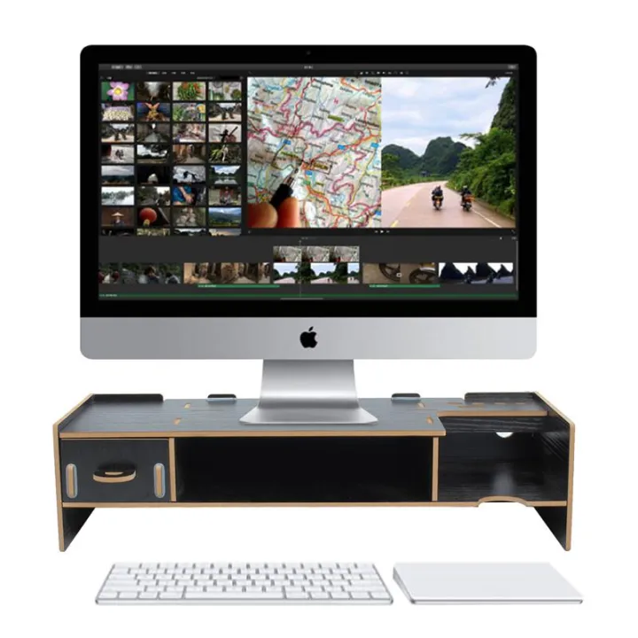 48 x 20 x 12cm Shelf Plinth Wooden Desktop Monitor Stand LCD TV Laptop ...