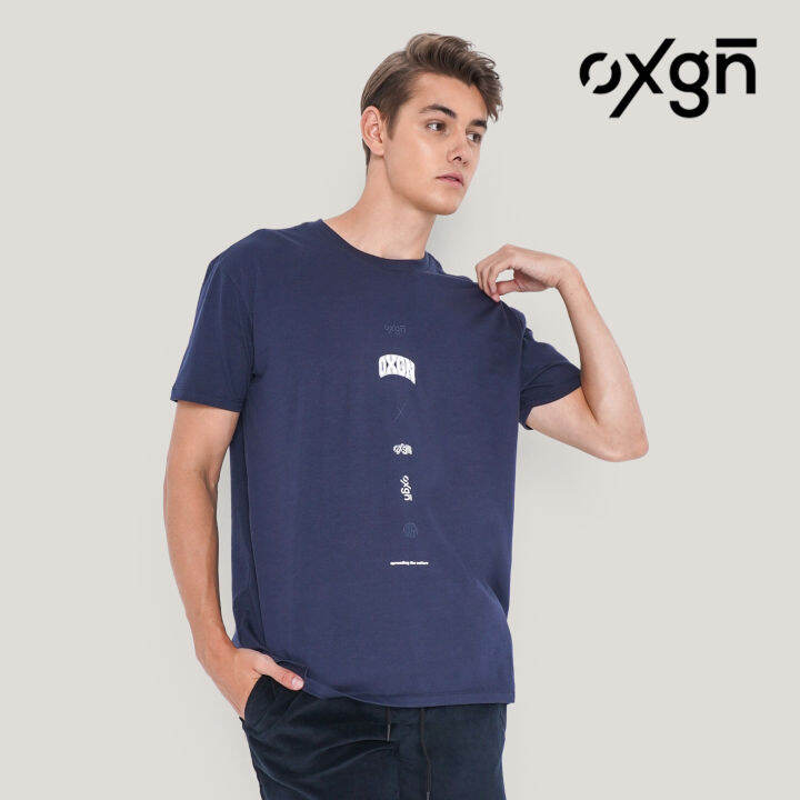 OXGN Logo Easy Fit T-Shirt With Special Print for Men (Navy Blue ...