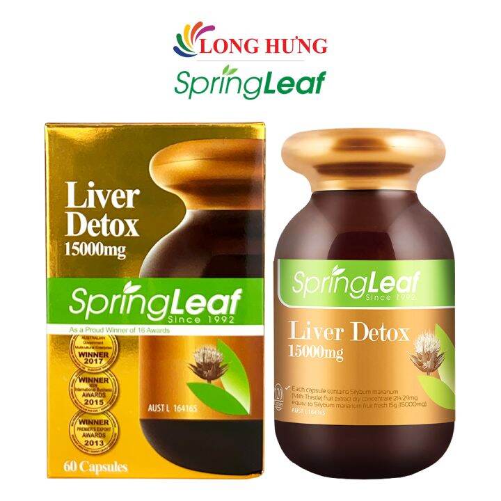 Viên uống Spring Leaf Liver Detox 15000mg hỗ trợ thải độc gan (60 viên ...