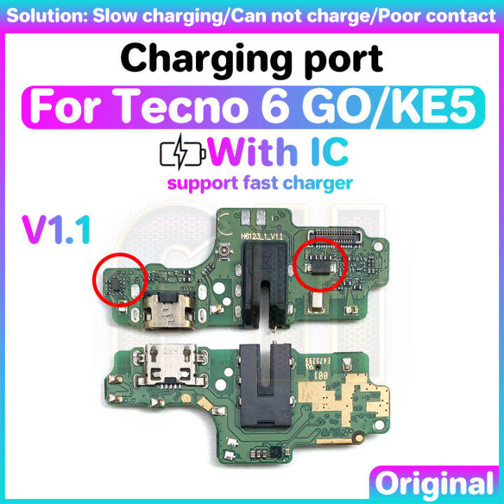 USB Charging charger port board for Infinix Tecno 6 GO KE5 KE 5 USB Port ribbon flex Cable Phone ...