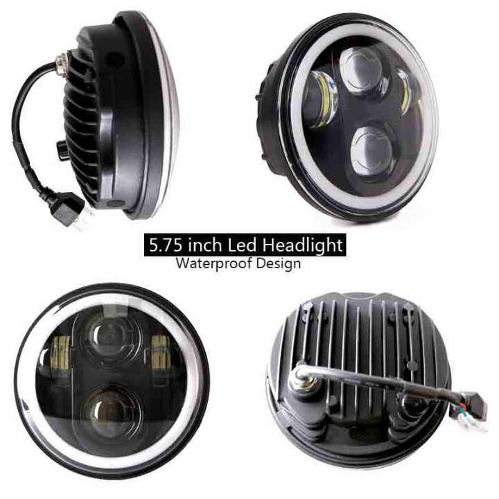 DOT Approved 5.75 Inch 45W LED DRL Black Headlight Motorcycle Projector ...