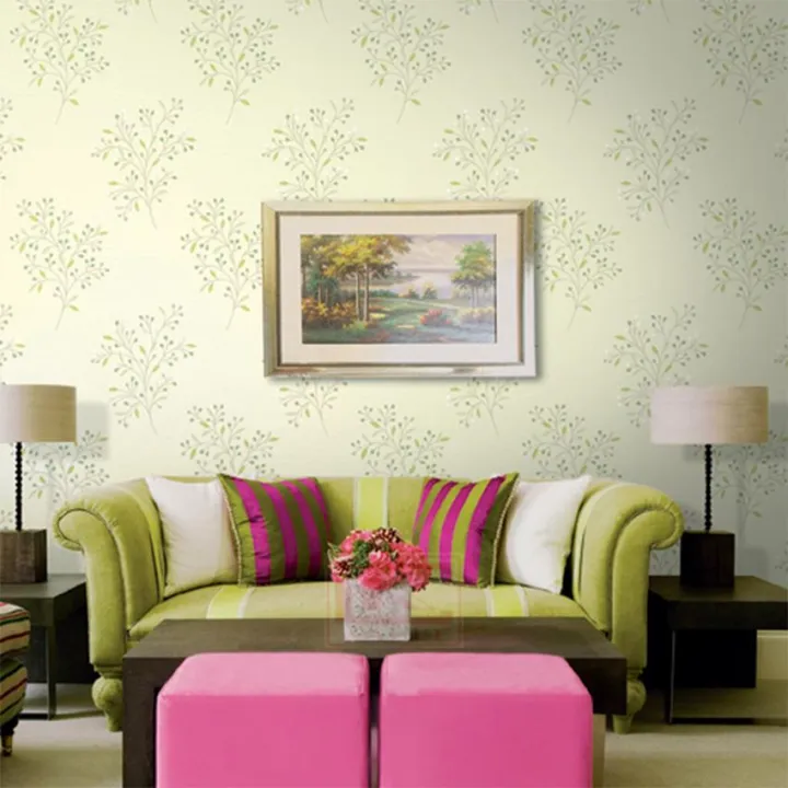 KACEE วอลเปเปอร์ Wallpaper วอลเปเปอร์ผนัง ยาว 10 เมตร ไวนิล หนา ลายดอกไม้ โทนเขียว สดใส คุณภาพดี ...