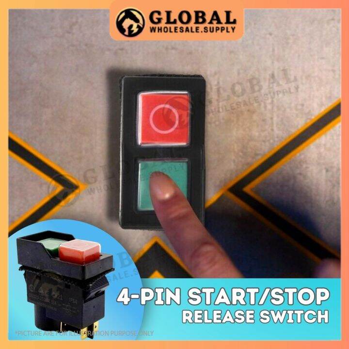 Replacement 4-Pin Start/Stop No Volt Release Switch IP54 16(12)A 250VAC ...