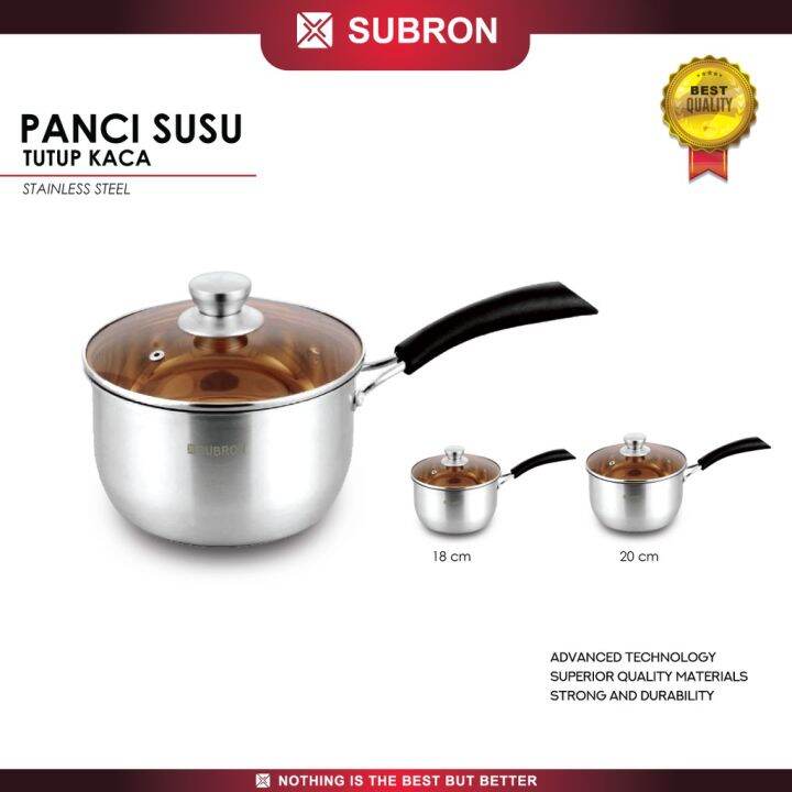SUBRON Panci Susu 20cm Stainless TEBAL Milk Pot tutup Kaca | Lazada ...
