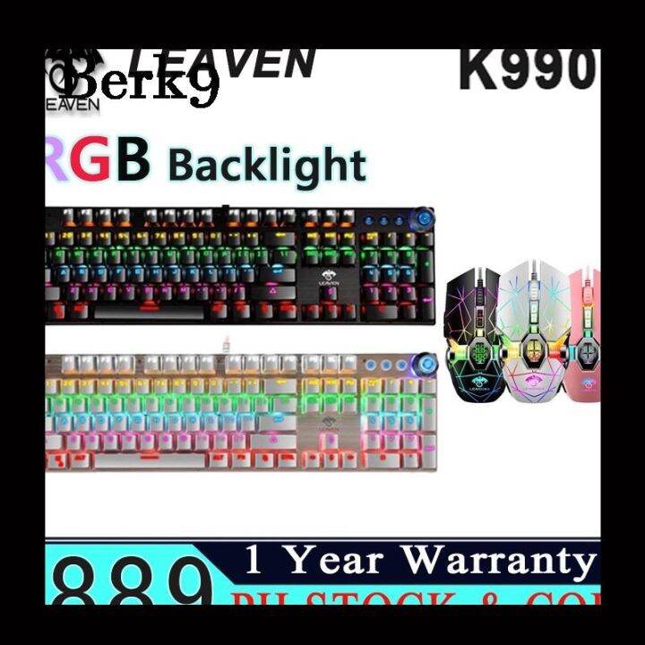 Berk9 【PH STOCK】Leaven K990 mechanical gaming keyboard RGB LED rainbow backlit wired keyboard ...