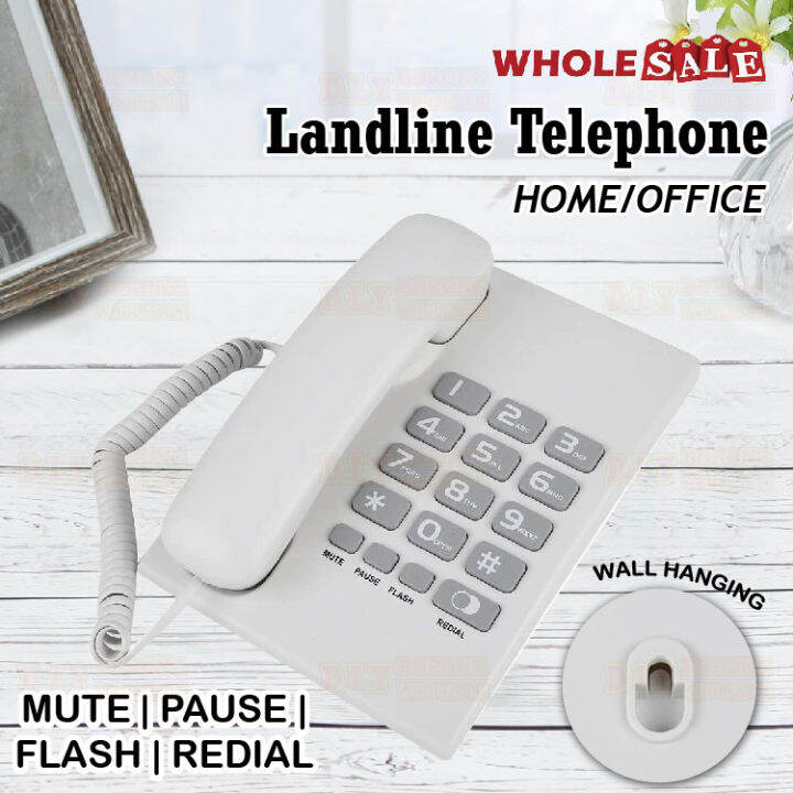 Wired Corded Wall Hanging Landline Telephone Loud Volume Redial Mute Flash Mute Button / Telefon ...