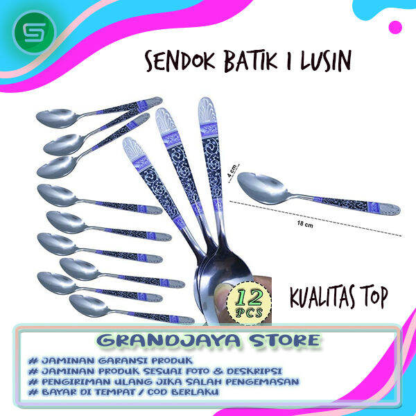 Selusin Sendok makan stainless motif batik | Lazada Indonesia