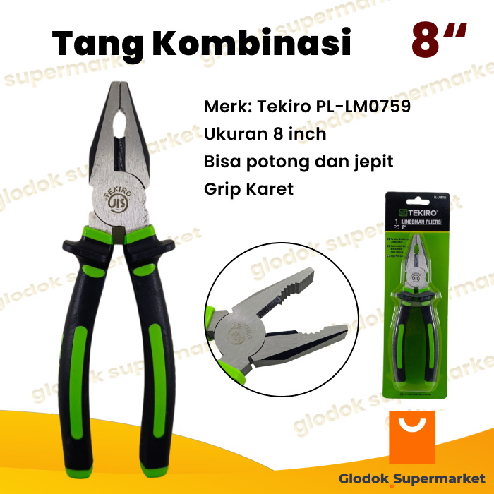 Tang Kombinasi 8 inch Tekiro Linesman Mini Pliers 8inch PL-LM0759 ...