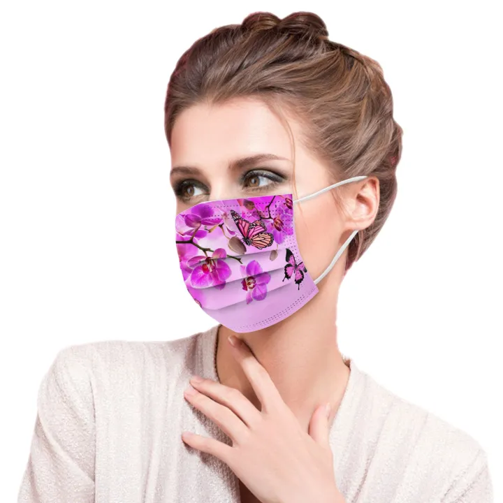 SALOMEK White Face Mask disposable Adult Fashion Butterflies Protection ...