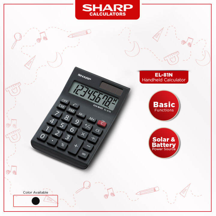 Sharp Mini Desktop Calculator Twin Power Functions Solar and Battery Power Source EL-81N | Lazada PH