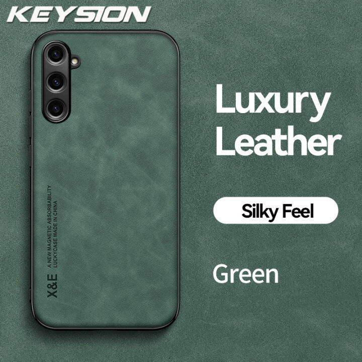KEYSION Luxury Retro Leather Case for Samsung M34 5G S23 FE Silicone+PC ...