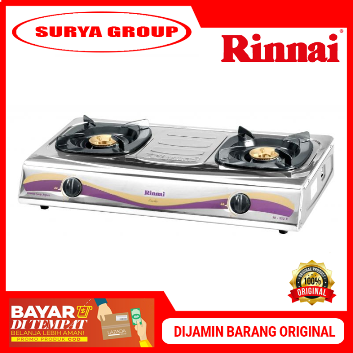 Rinnai RI-522E Kompor Gas 2 Tungku Stainless Steel - Bergaransi Resmi ...