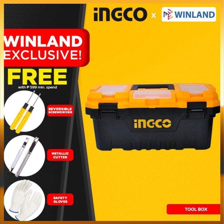 INGCO by Winland 20 inches Plastic Tool Box Storage Organizer Case ...