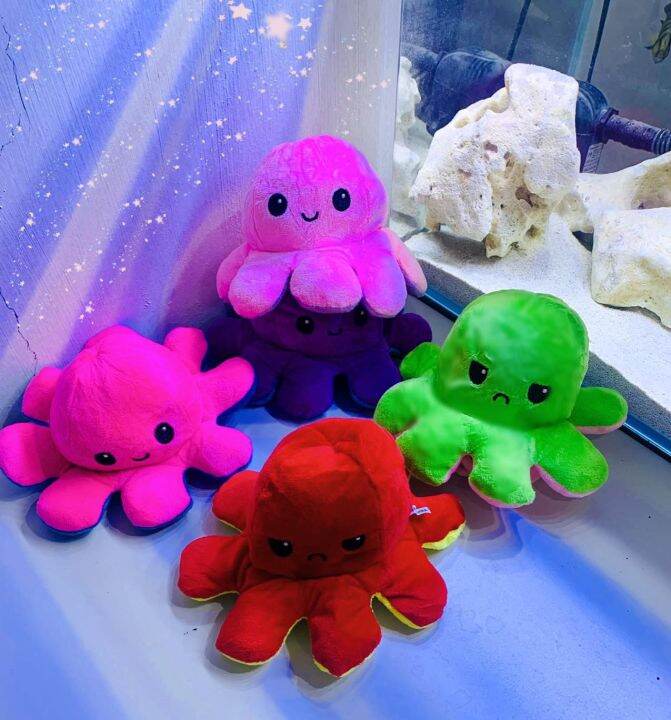 Double-sided Tiktok Reversible Color Flip Stuffed Octopus and Doll Soft ...