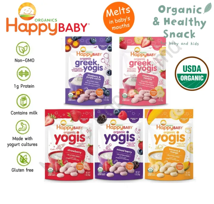 Happy Baby Organic Greek Yogis Freeze-Dried Yogurt & Fruit Snacks ...