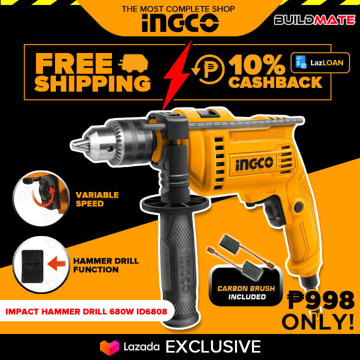 (EXCLUSIVE) BUILDMATE Ingco 680W Electric Impact Drill ID68016P Cement ...