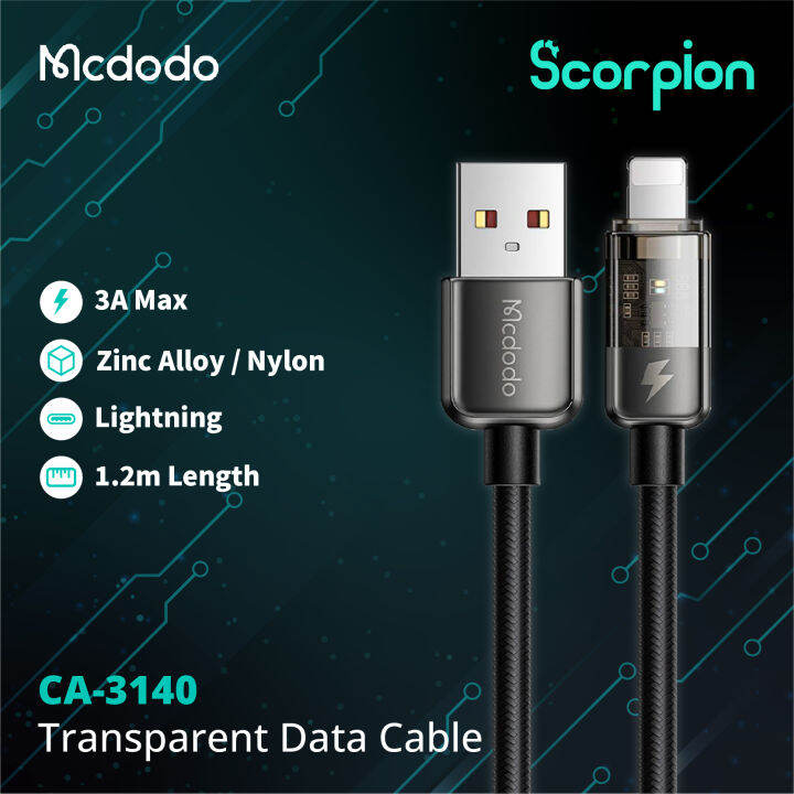 Mcdodo CA-3140 Auto Power Off Lightning Transparent Data Cable | Lazada