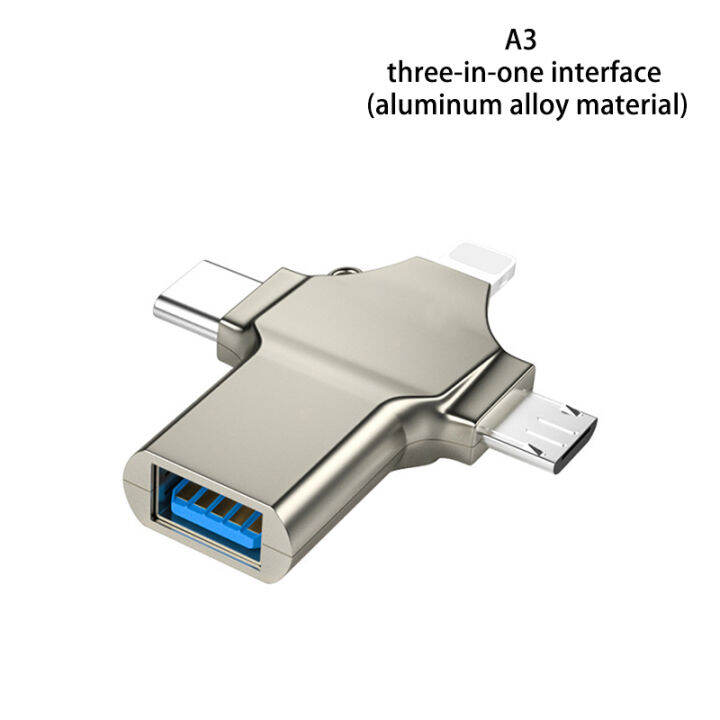 Sevve 3-in-1 OTG Adapter Lighting Type C Micro Usb To Usb 3.0 Converter ...