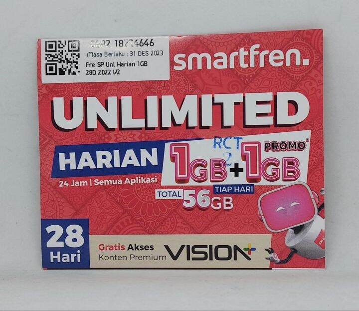 Kartu Perdana Smartfren Unlimited FUP 1+1GB - masa aktif 28 hari ...