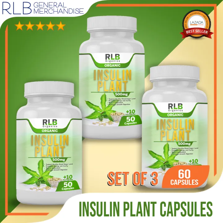 Set of 3 -Pure Organic Natural Insulin Plant Capsules (60 Capsules ...