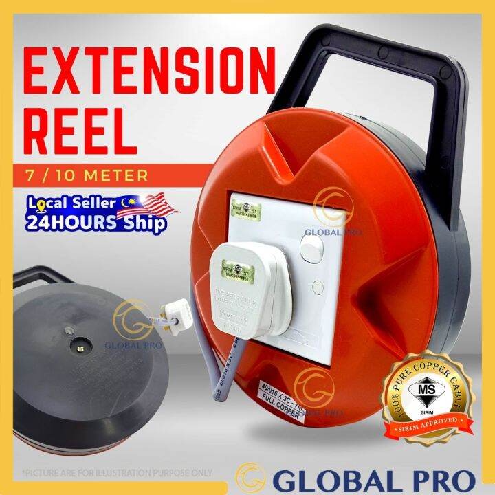 [SIRIM] 7 / 10 MTR 40/016 x 3C Full Copper EXTENSION CABLE REEL Wire Extention Plug Panjang ...
