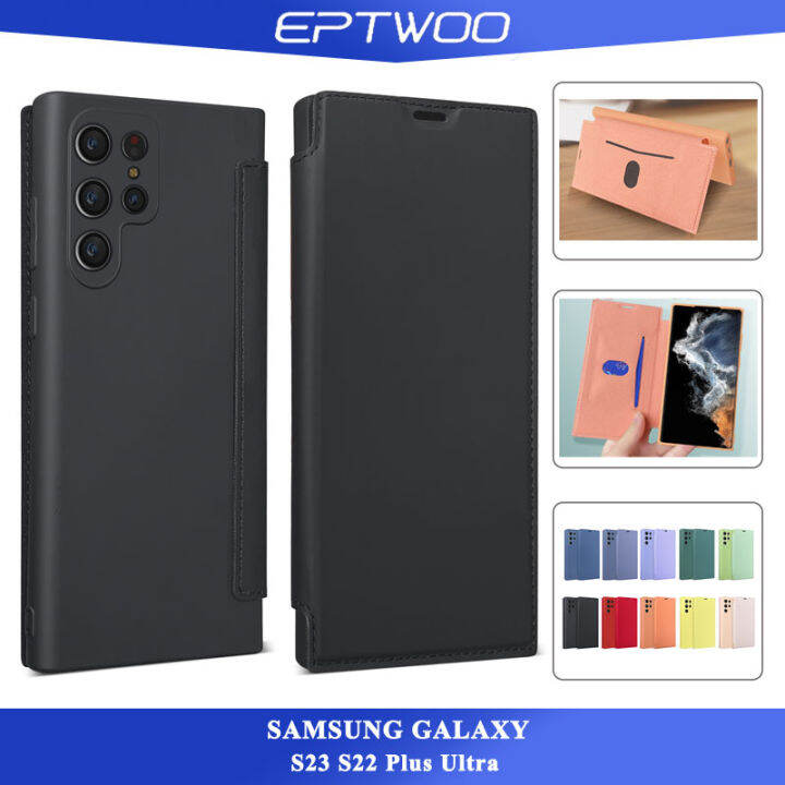 EPTWOO เคสโทรศัพท์ Samsung Galaxy S22 S23,เคสซิลิโคนเหลวพิเศษเคสฝาพับหนังป้องกันเลนส์ CY-04ใส่ ...