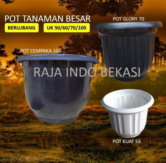 POT Tanaman Besar Jumbo 50 55 60 70 100 cm Pot Bunga Besar Hitam Putih ...