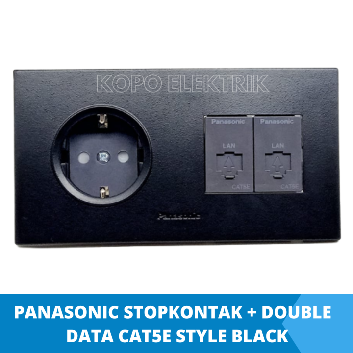 Panasonic Stopkontak + Double Outlet Data LAN CAT5E Style Black / Hitam ...