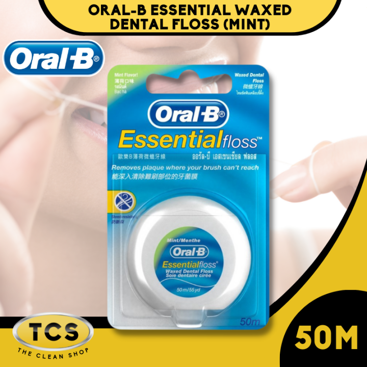 Oral-B Essential Waxed Dental Floss (Mint) 50m | Lazada