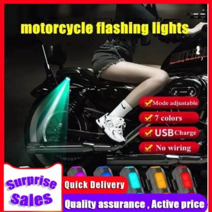 7 Color Upgrade Magnetic Rechargeable flashing LED Motorcycle Bicycle night lights modified ...
