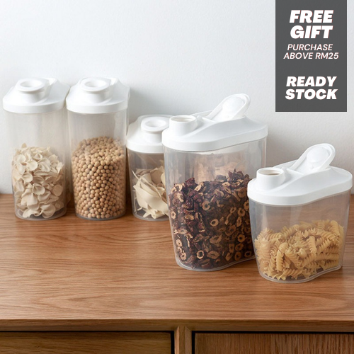 1/1.5L Plastic Cereal Storage Box Kitchen Food Grain Rice Container ...