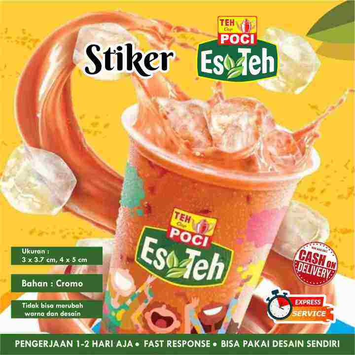 Stiker ES TEH POCI / Stiker kemasan minuman / stiker cup / logo ...