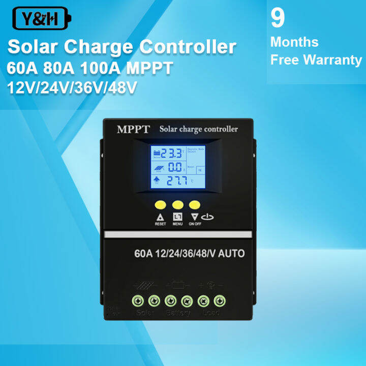 Yandh 60a 80a 100a Mppt Solar Charge Controller 12v 24v 36v 48v Lcd