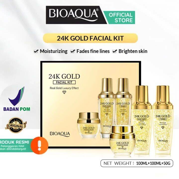 BIOAQUA 24K Gold Facial Kit 3in1 Toner+Serum+Cream Big Box | Lazada ...