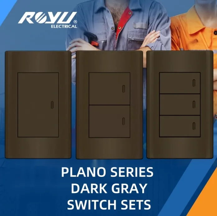 ROYU PLANO SERIES 1 Gang 2 Gang 3 Gang Switch (DARK GRAY) (1-Way / 3 ...
