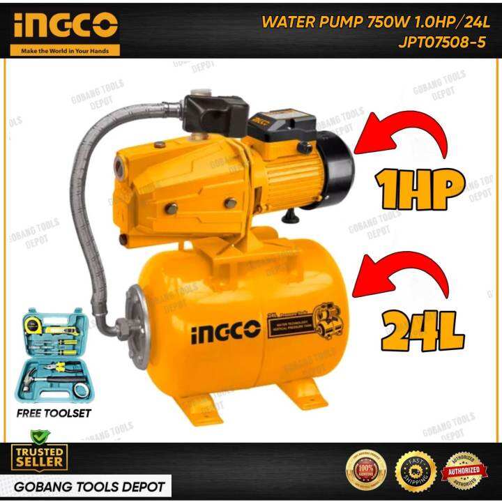 INGCO 750W 1HP/24L Jet Water Pump JPT07508-5 with Free Toolset | Lazada PH
