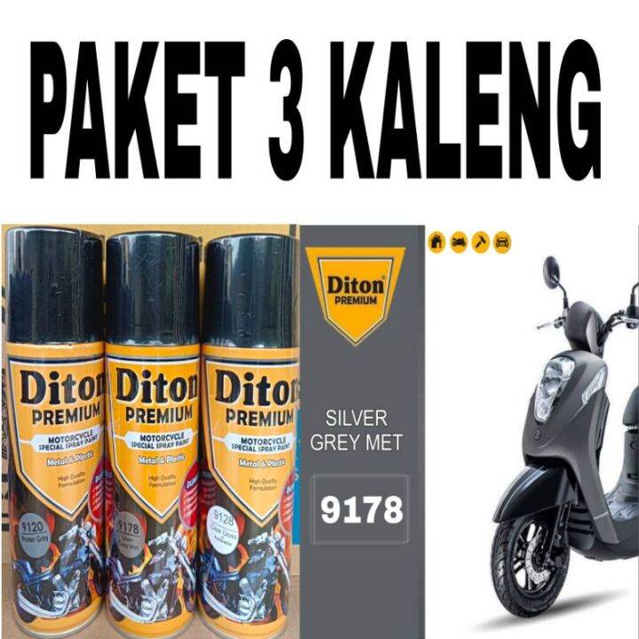 PAKET 3 KALENG pilok pilok diton premium 9178 SILVER GREY MET 400cc ...